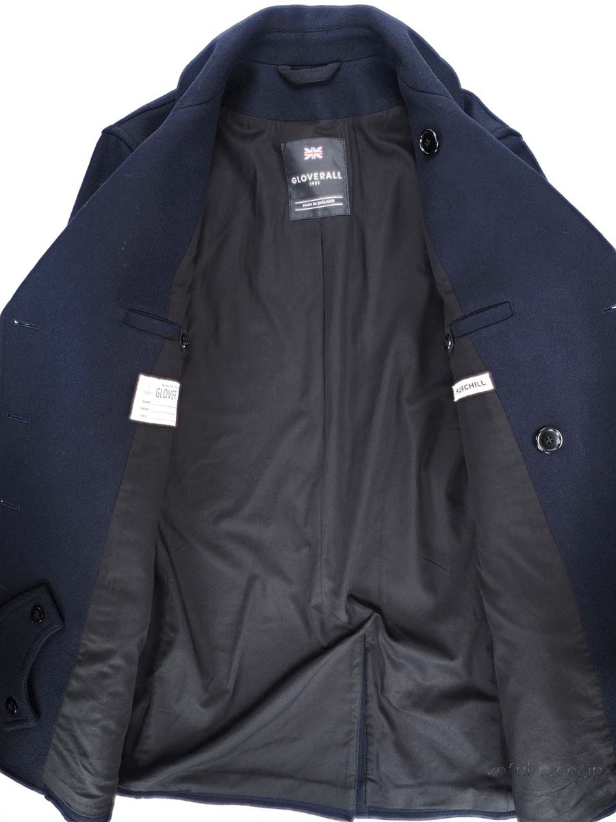 GLOVERALL MC7690/EM CHURCHILL Reefer Coat NAVY グローバーオール Pコート ネイビー ...